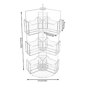 WUPYI Rotating Display Stand,3 Tier 12 Pocket Spinning Acrylic Business Card Holder Tabletop Greeting Cards Display Stand for Office Retail Trade