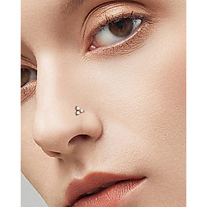 COCHARM 20G Grade 23 (G23) Titanium Screw Nose Studs Ring S-Shaped Diamond Cubic Zirconia Flower Bone Piercing Jewelry