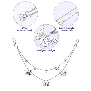 Jadive 5 Pieces Chain Belt Jeans Pants Chain Pocket Waist Chain Multi-Layer Hip Hop Metal Wallet Chain for Men Women (Butterfly,Silver)