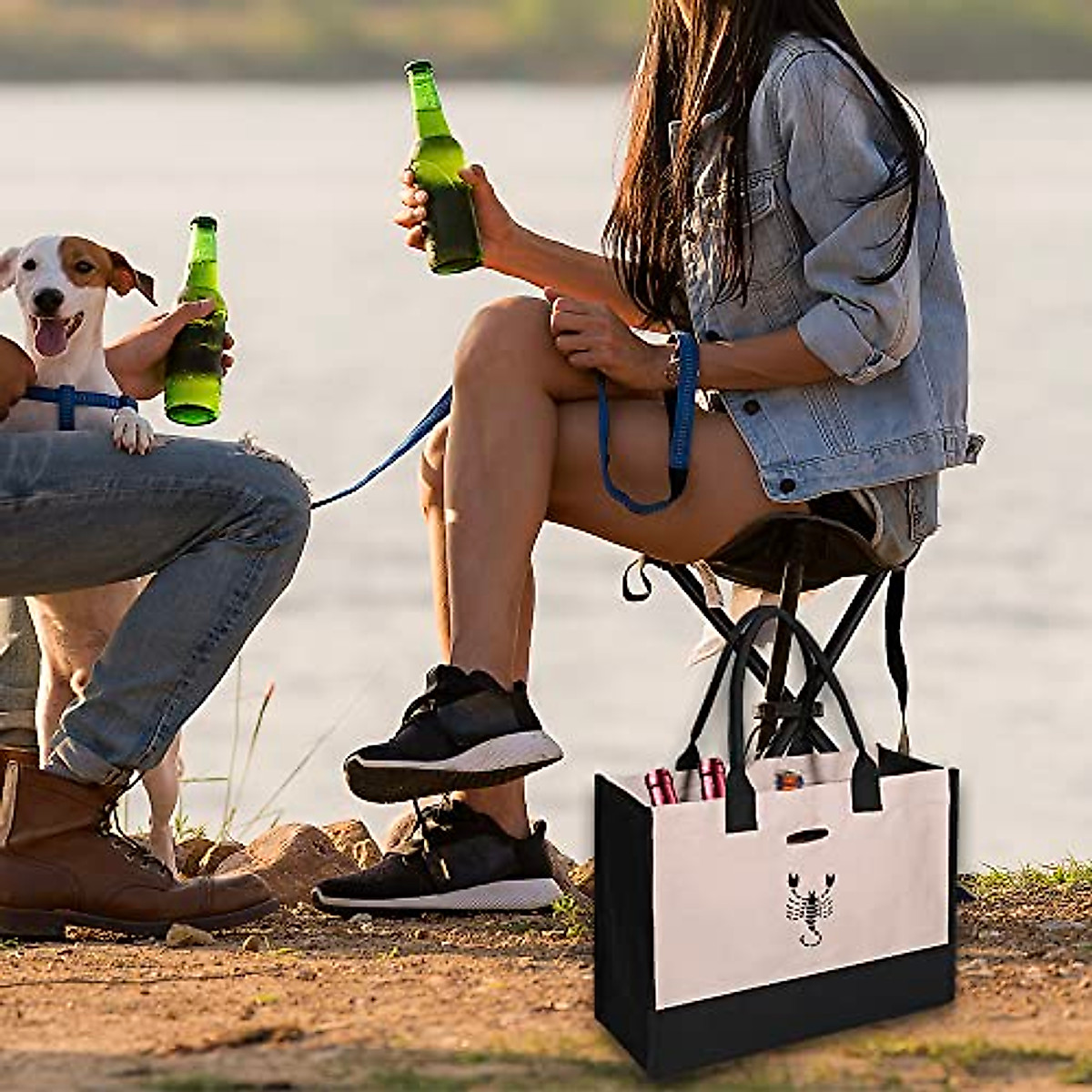 Aricsen Reusable Personalized Canvas Tote Bag with Handles Gift Jute Women Handbags, Bridesmaid, Carry Travel, Friends Sister Birthday, Beach Holidays Grocery Shopping (Scorpio, Large)