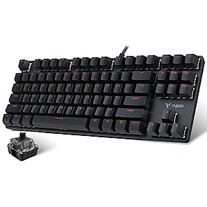 Mechanical Gaming Keyboard, RAPOO V500 Alloy Wired Keyboard with Black Switches for Game Players, Quick Response Gaming Keyboard, Anti-Ghosting Keyboard for Windows Gaming PC/Game Laptop, 87 Keys