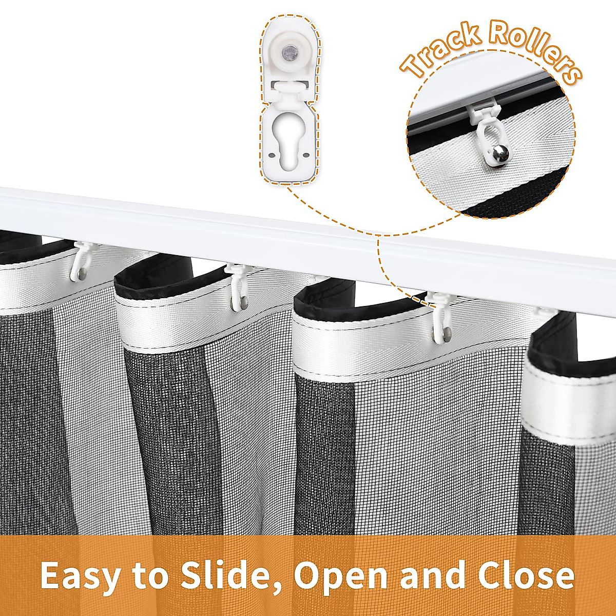 Sliding Garage Door Screen with Track Closure - Retractable Privacy Curtain Keep Annoying Animals Out Easy Install Heavy Duty Fiberglass Mesh Net for Opening Garage Patio (Black, 16 ft x 7 ft)