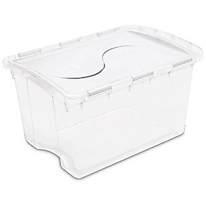 Sterilite 48 Quart Multipurpose Clear Base Storage Box Tote Container with Secure Hinged Lid for Home or Office Organization, (30 Pack)