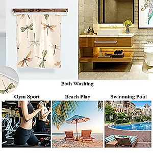 MOYYO Colorful Dragonfly Hand Towels Soft Highly Absorbent Large Bathroom Towels 15 x 30inch Fingertip Towels Bath Towel Multipurpose for Hand Face Bathroom Gym Hotel Spa