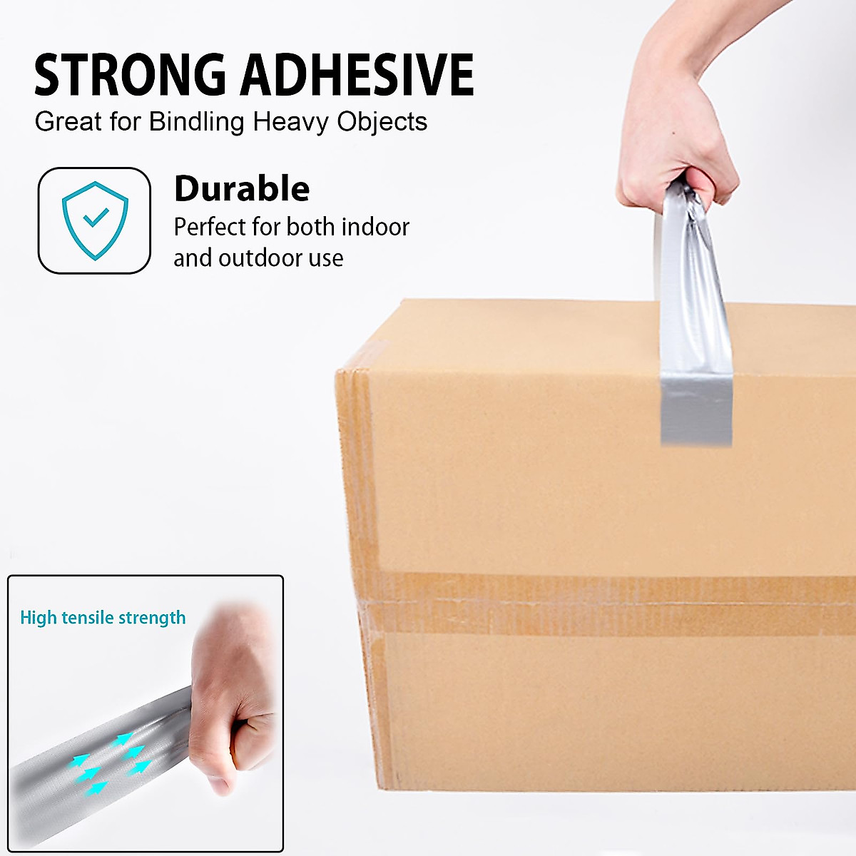 360Tronics Duct Tape Heavy Duty Waterproof Super Strong Adhesive Tape, Multi-Use Silver Tape for Indoor & Outdoor Repairing, Sealing, Packing, DIY Projects, Tear by Hand (1-Pack, 2in x 30yd)