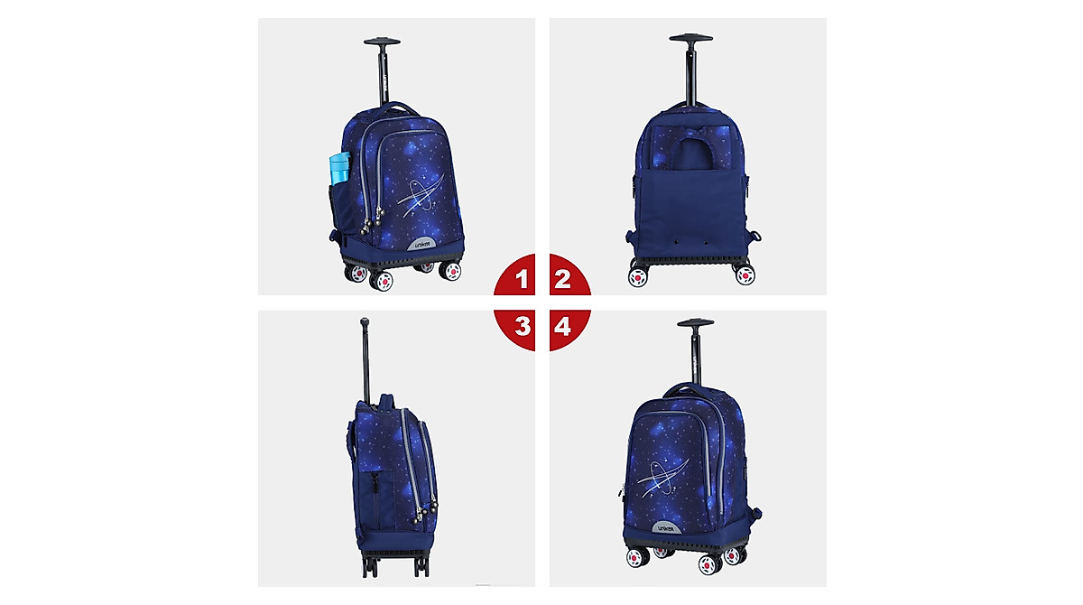 UNIKER Rolling Backpack: Spinner Wheels, 15.6" Laptop, Travel