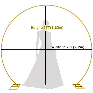 Fomcet 7.2FT Gold Round Backdrop Stand Metal Circle Balloon Arch Frame Large Wedding Arch Stand for Birthday Party Anniversary Valentine Wedding Ceremony Decorations Thickened Square Tubes