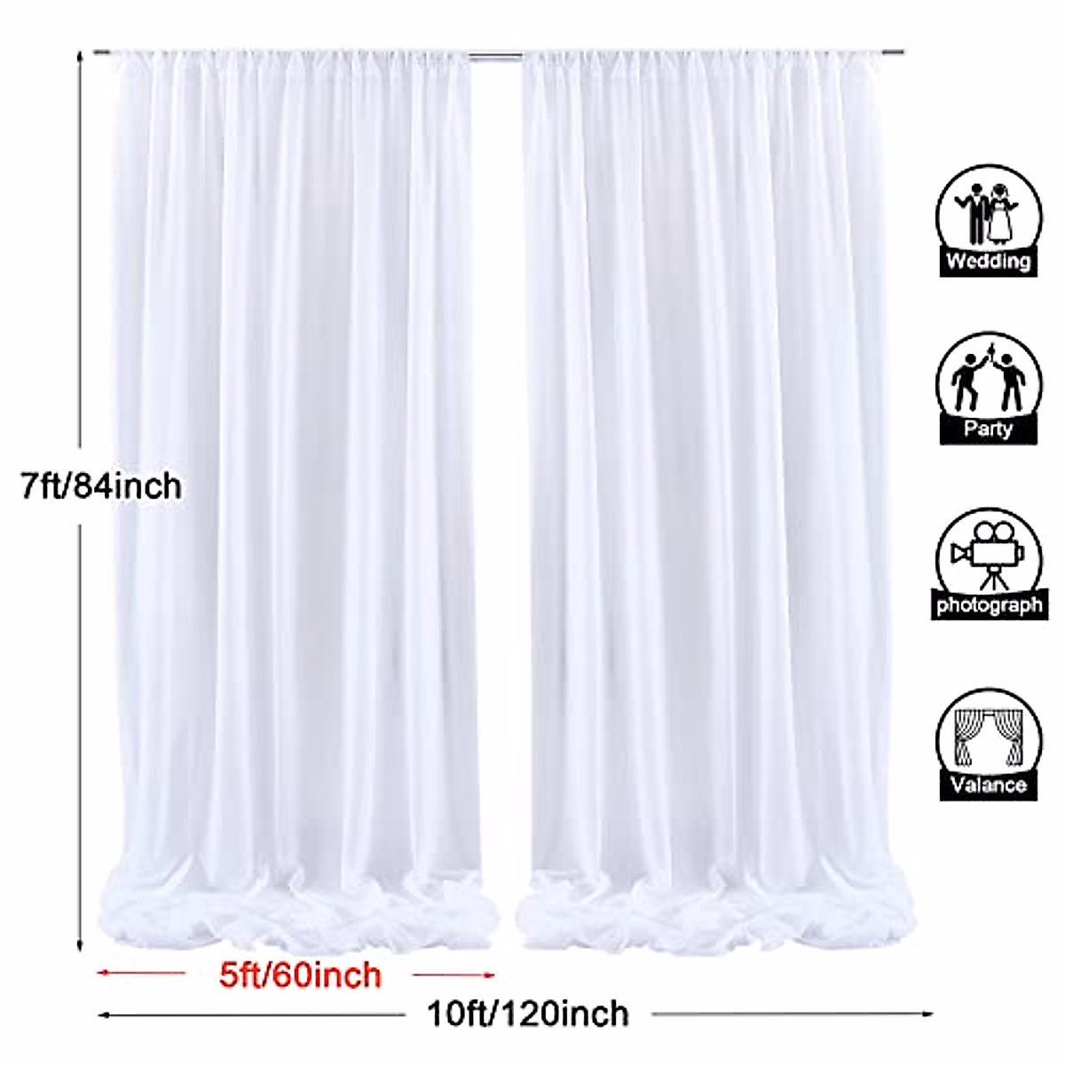 White Chiffon Sheer Backdrop Curtain for Wedding, Parties, White Arch Drapes for Backdrop Decoration,Wrinkle-Free 10ft x 7ft