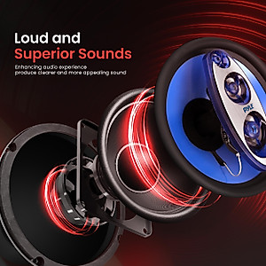 Pyle Four-Way Sound Speaker System - 8" Four-Way Quadriaxial Loud Audio, Non-fatiguing Butyl Rubber Surround, 500W w/ 4 Ohm Impedance and 3/4" Piezo Tweeter for Car Component Stereo PL84BL (Pair)