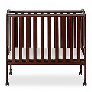 Dream On Me 2 in 1 Portable Folding Stationary Side Crib in Espresso, Greenguard Gold Certified 40x26x38 Inch (Pack of 1)