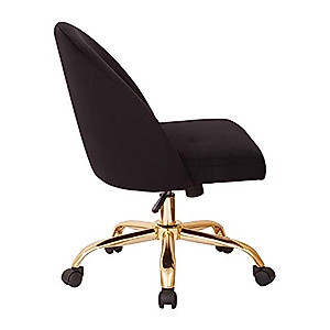 OSP Home Furnishings Layton Mid-Back Adjustable Office Chair with 5-Star Base, Gold Finish and Black Velvet