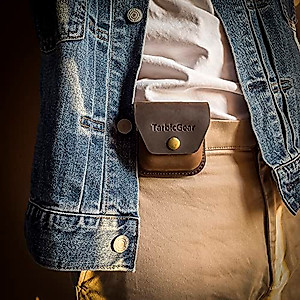 TarbicGear Belt Clip Airpod Case, Universal Leather Belt Holster for Airpod Pro, Samsung Galaxy Buds and Beats Studio Buds, Real Leather Earphone Pouch for Belt