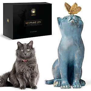 Small Cat Urn for Ashes, Hand-Painted Pet Urns for cats, Small Urn for Cat, Suitable for Small Pets 10lbs or less, Secure and Leak-Proof, Thoughtful Memorial Keepsake Gift - 7.5" x 4" x 3.25"