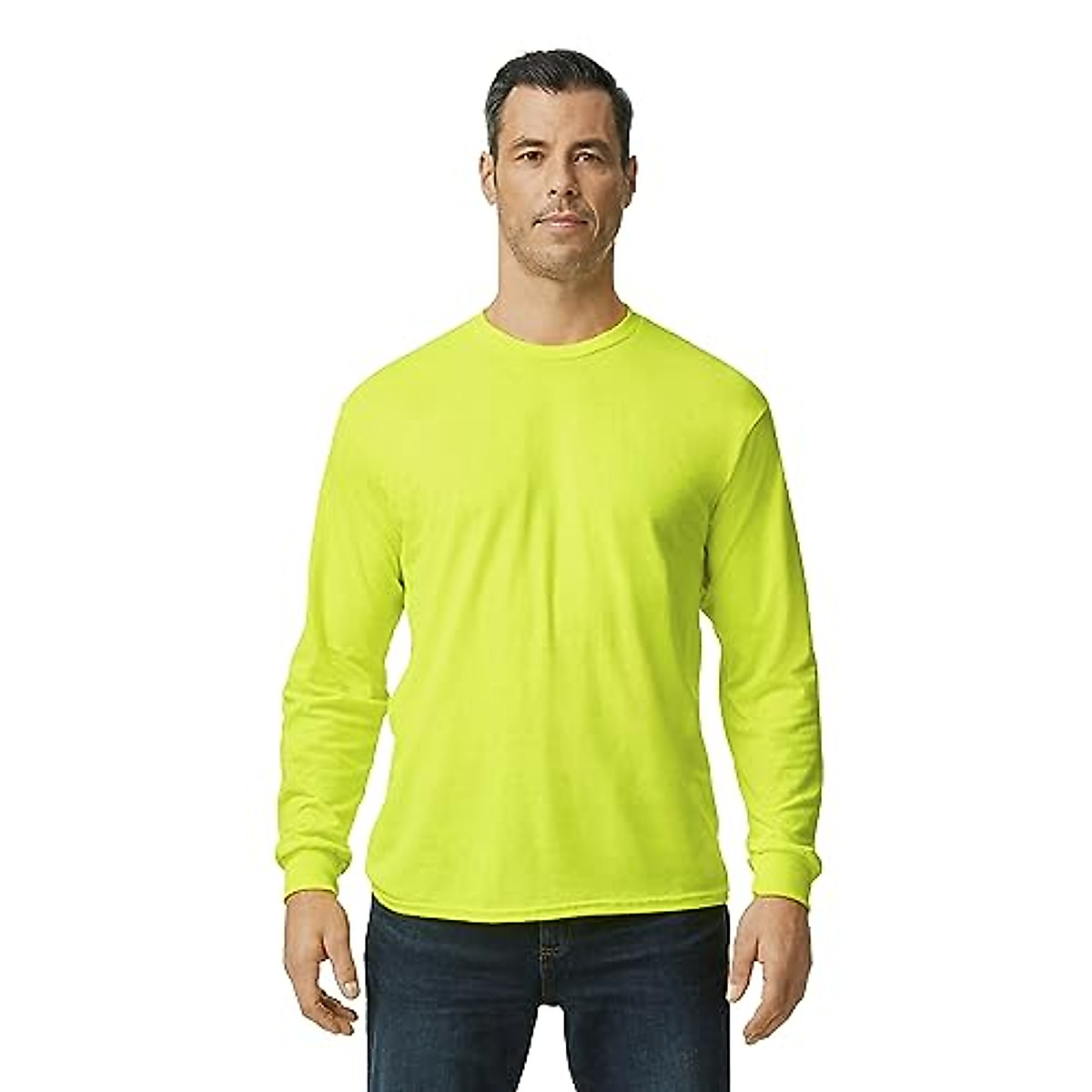 Gildan Heavy Cotton Long Sleeve T-Shirt, Style G5400, 2-Pack, Safety Green, Medium