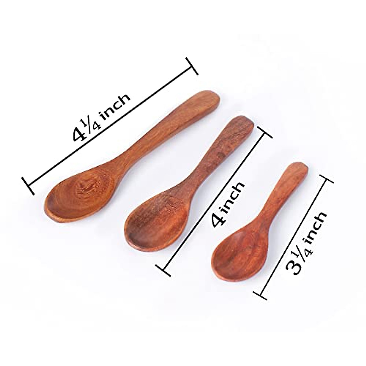 Tiny Acacia Wood Nesting Square Set 3 Serving Bowl 3¾”, 2¾”, 2⅛” Small 3 Wooden Spoon Mix size Stackable little Dish for Prep Salt Pepper Mustard Wasabi Dip sauce Salsa Nut Tableware Wooden Nest Bowl