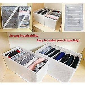 Abyme Clothes Organizer, Compartment Drawer Dividers for Clothes, Closet Organizers and Storage Box for Jeans/Tshirt/Legging/Towel/Pants/Scarf/Kids Clothes 7-Cell Clothes Drawer Storage Organizer 2pcs