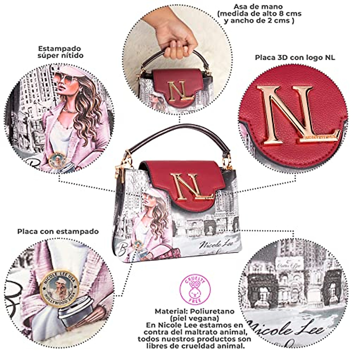 Nicole Lee Crossbody Shoulder Evening Bag Women - Colorful Snake Printed Vegan Leather Messenger Bag Strap Clutch Small Fashion Print (Sara is Soft but Strong)