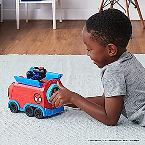 Marvel Spidey and His Amazing Friends Web Spinning Hauler - 8-Inch 3-in-1 Transforming Vehicle - Toys Featuring Your Friendly Neighborhood Spideys