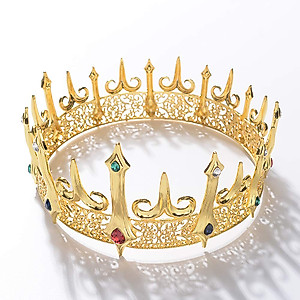 Eseres Gold King Crown for Men Adult's Costume Crowns Birthday Cake Topper
