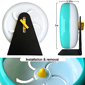 Hamster Silent Wheel, Super-Silent Small Animal Exercise Wheel Accessories, Quiet Hamster Running Wheels with Adjustable Stand for Hamsters,Gerbils,Mice,Small Pet 7in (Blue D)