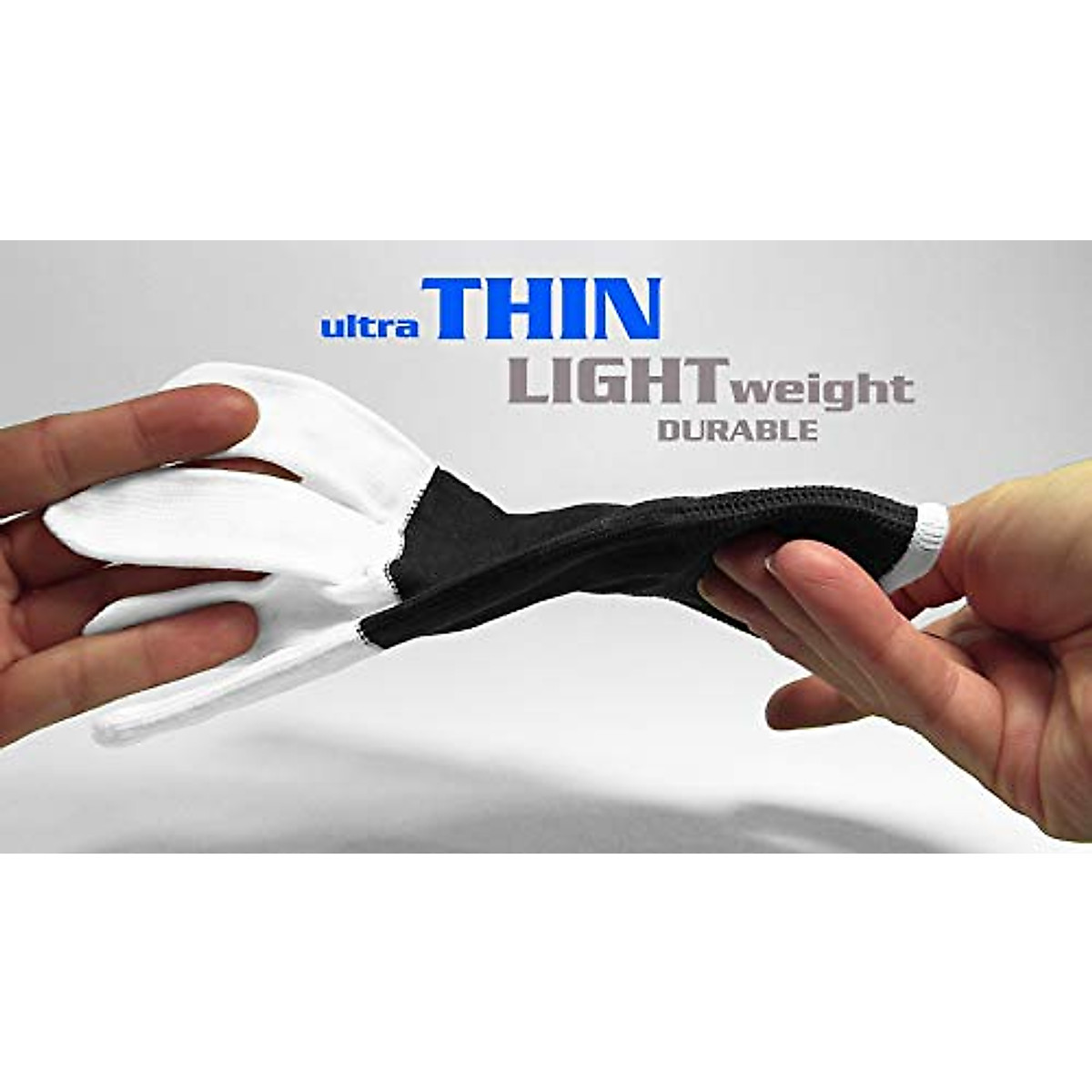 The Noodley Thin Flashing LED Light Gloves Kids and Teen Sized with Extra Batteries Finger Toy Cosplay Halloween Costume Accessory Boys and Girls - Ages 8-12 (Medium, Black)