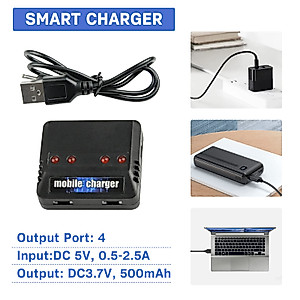 Cheerwing 4pcs 3.7V 550mAh Battery and 4-in-1 Charger Syma X5SW-V3 Drone