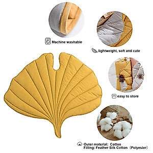 VARIPOWDER Baby Play Mat,45.3x50inch Cotton Crawling Cushion, Kids Room Rug Floor Gym,Soft Washable Non-Slip Room Decor Floor Rug, Activity Floor Carpet,Photo Studio Prop(Yellow)