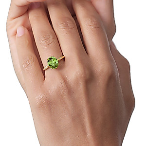 Gem Stone King 14K Yellow Gold 10X8MM Oval Gemstone Birthstone and White Diamond Engagement Ring | Wedding Anniversary Promise Gold Ring For Women | Size 5,6,7,8,9