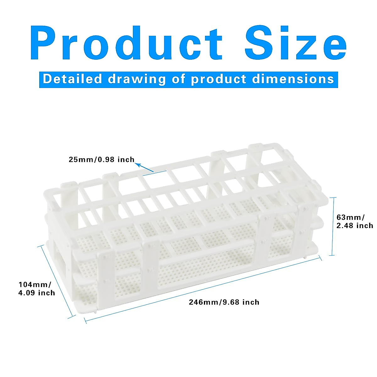 BIPEE Plastic Test Tube Rack, 21 Holes，Test Tube Holder for 50ml Test Tubes, White Vial Holder, Detachable Test Tube Holder Rack (1pcs，21 Holes）