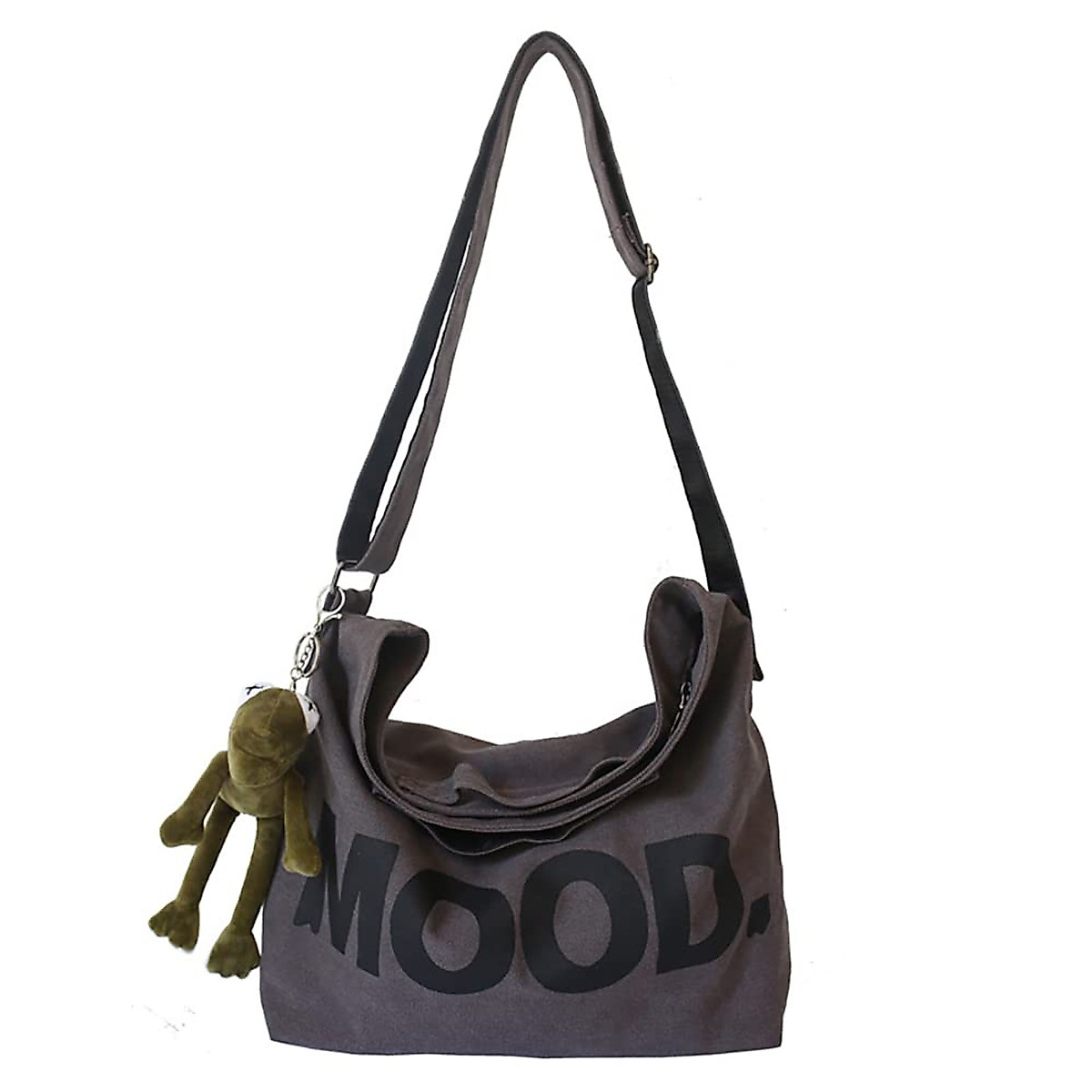 Canvas Messenger Vintage Big Alt Emo Crossbody Bag Goth Punk Shoulder Satchels Harajuku Grunge Handbag (Brown)