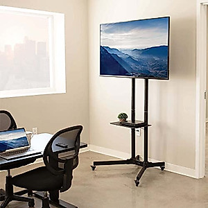 VIVO Mobile TV Cart for 32 to 83 inch Screens up to 110 lbs, LCD LED OLED 4K Smart Flat and Curved Panels, Rolling Stand with Laptop DVD Shelf, Locking Wheels, Max VESA 600x400, Black, STAND-TV03E