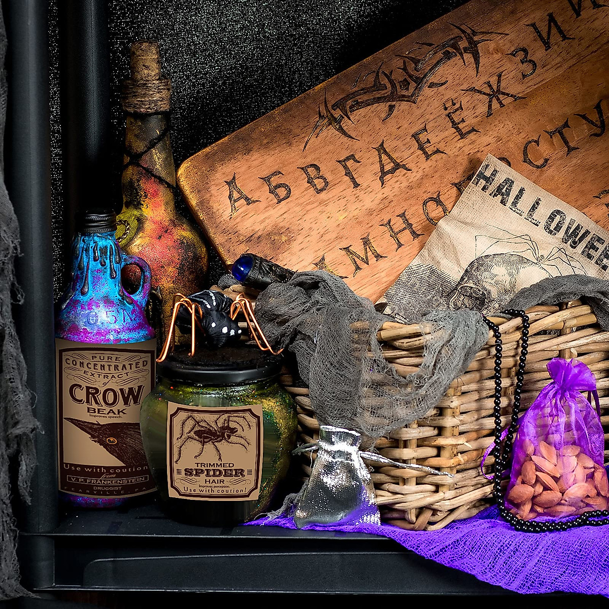 135 Pieces Halloween Animal Bottle Labels Medicine Bottle Stickers Poison Bottle Sticker Decals for Party Decoration and Photo Props, 27 Styles