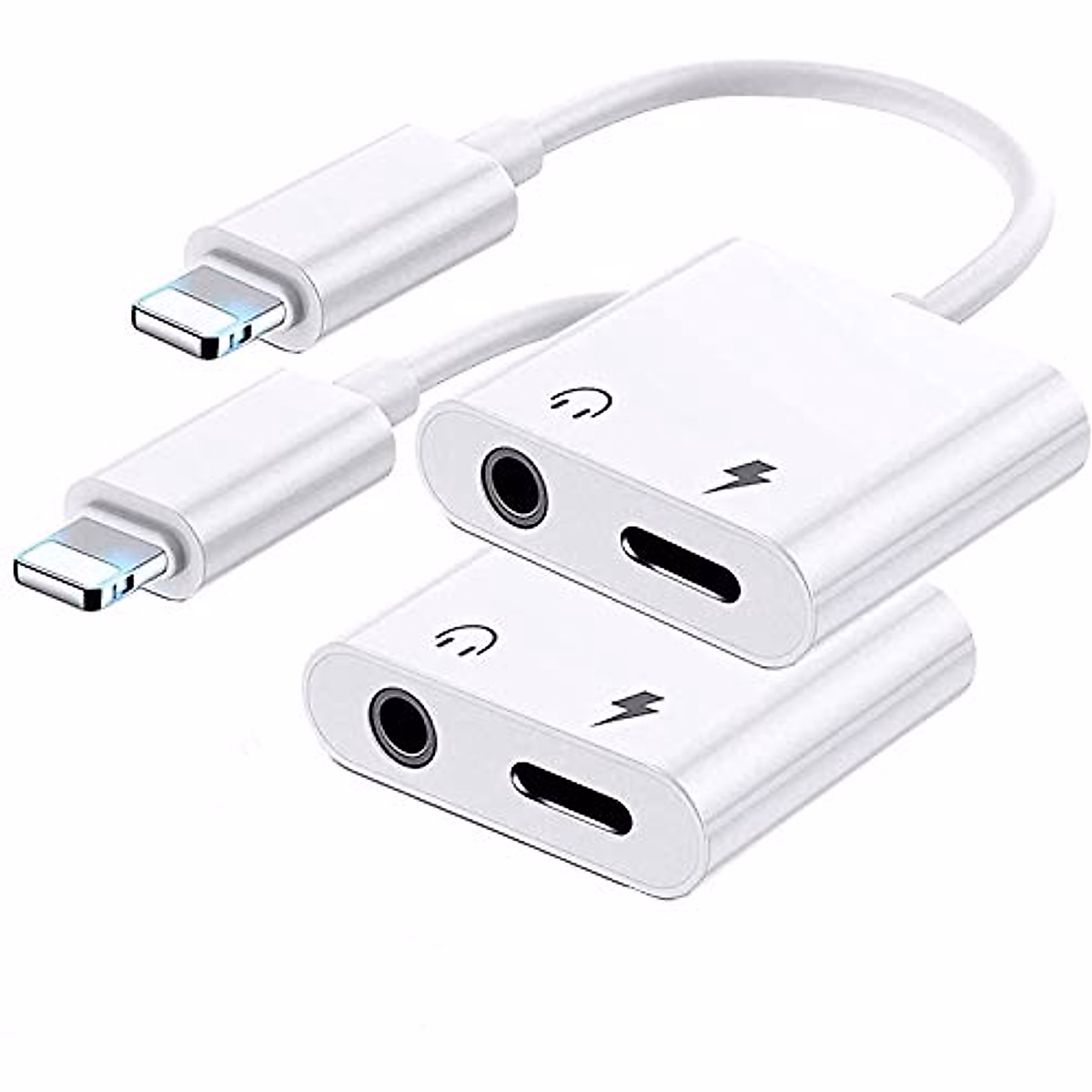[Apple MFi Certified] 2 Pack Headphone Adapter for iPhone Charger,3.5 mm Headphone Jack Aux Dongle Charger & Audio Cable for iPhone 11/11 Pro/X/XS/XR/8/7 Support All iOS System