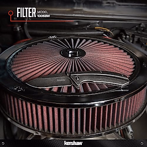 Kershaw Filter Pocket Knife, 3.25” Steel Blade with Assisted Opening, Stainless Steel Handle with Deep-Carry Reversible Pocketclip, Small Folding Knife