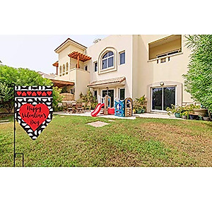 Valentine's Day Flag,Valentine's Heart Garden Flag 12x18 Inch Double Sided Printing 2 Layer Burlap Valentine Flags for Your Valentine's Day Decoration