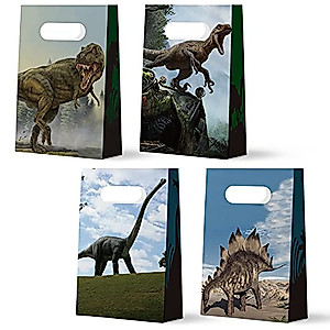 Friday Night Dinosaur Party Favor Bags-Jurassic World Treat Candy Goodies Bag for Birthday Baby Shower Party(24 Pcs)