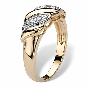 PalmBeach Yellow Gold-plated Genuine Diamond Accent Banded S Link Ring Sizes 6-10 Size 7