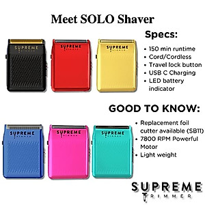 SUPREME TRIMMER Foil Shaver STF101 (150 Min Runtime) & Replacement Cutters SB11 | Solo - Blue