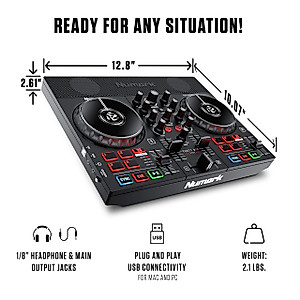 Numark Party Mix Live - DJ Controller with Built in Speakers, Party Lights and DJ Mixer, Complete Dj Set with Mixer and Audio Interface + Serato DJ Lite