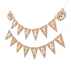 Beary First Birthday Banner - Bear First Birthday Decorations,Neutral Birthday Bear Theme Party Birthday Banner,1st Birthday Boy Decoration,My Beary 1st Birthday Banner