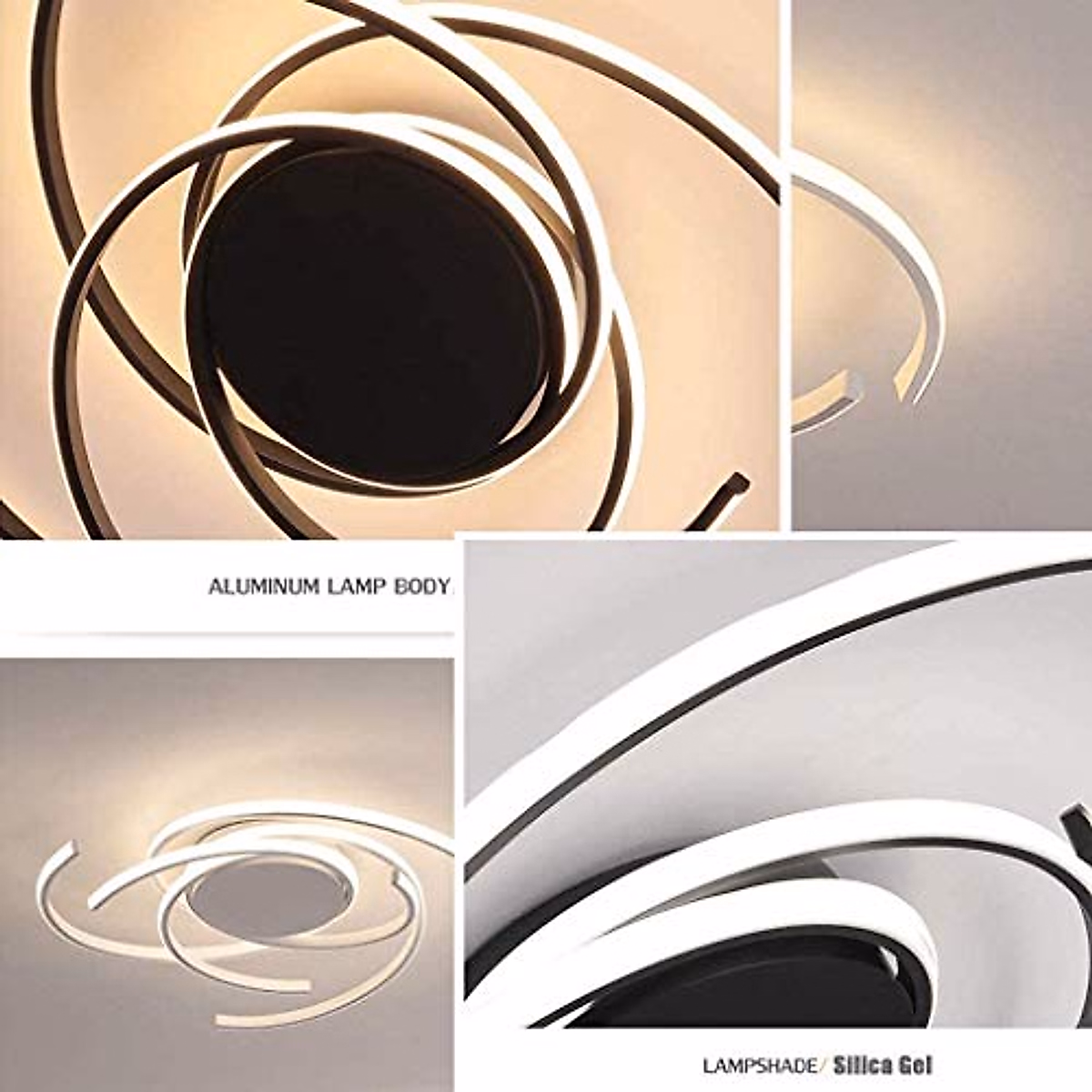 JIAODIE LED Ceiling Light Dimmable Living Room Kitchen Flush Hanging Lamp Modern Spiral Flower Shape Ceiling Lamp Fixture,Bedroom Ceiling Chandelier Lighting with Remote Control,White,Ø22″/72W