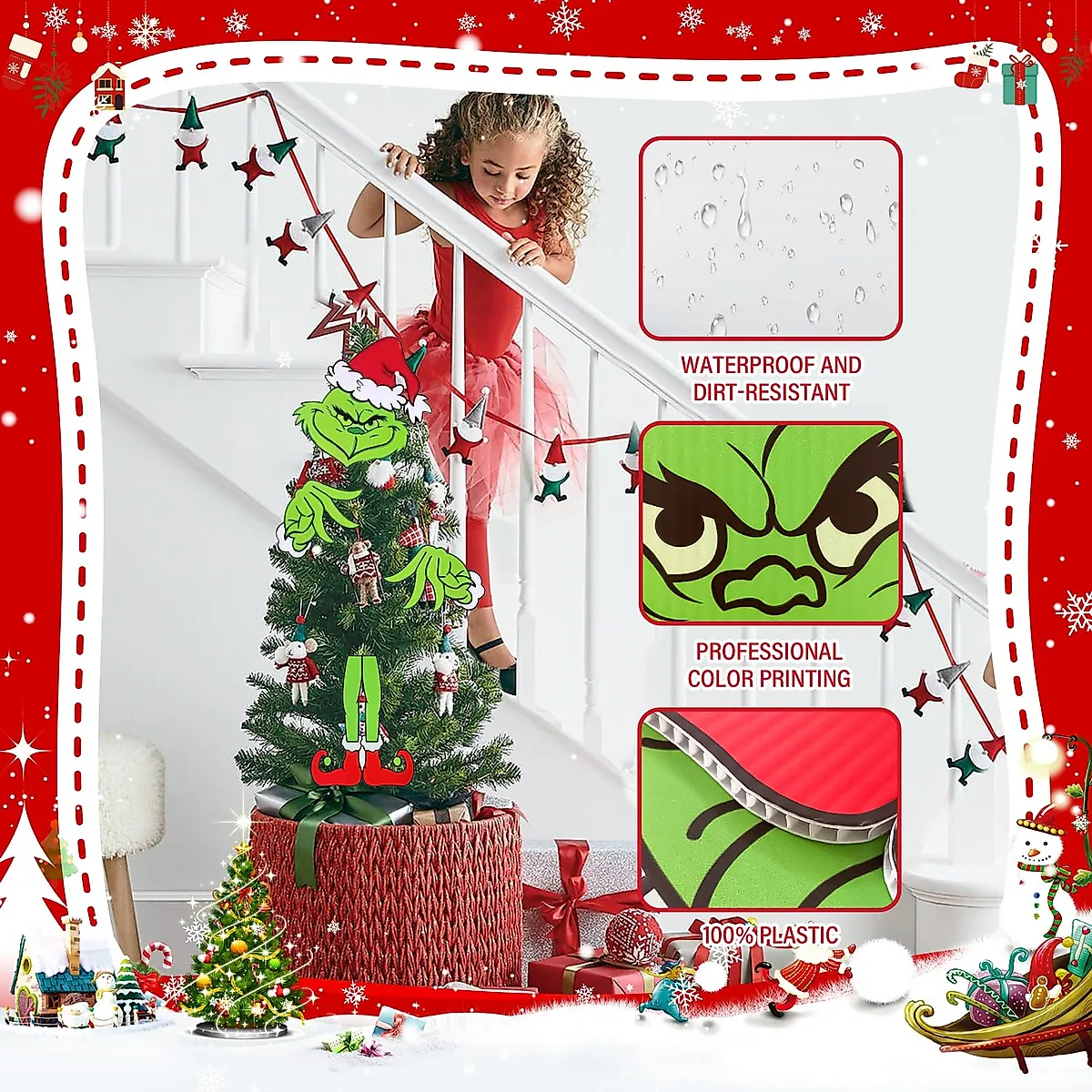 Christmas Tree Decoration, Creative Christmas Hat Decoration for Christmas Tree Topper Head Arm Legs, Novelty Funny Personalized Christmas Home Decorations Xmas Party Supplie(Small)