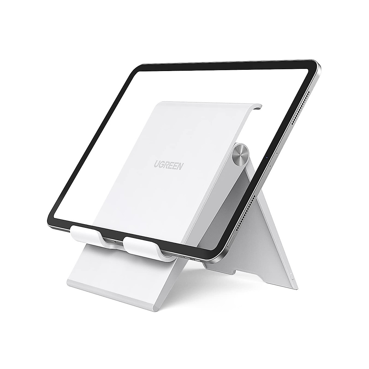 UGREEN Tablet Stand Holder for Desk Adjustable Stand Foldable Desktop Holder Charging Dock Protable Compatible for Phones, iPad, iPad Pro 12.9, 11, 10.5, 9.7 Air Mini 5 4 3 2 White