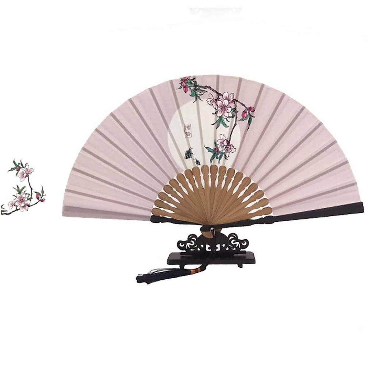 Hand Fan Folding Fan,Hand-held Fan,Folding Fan Female Classical Bamboo Bone Folding Fan Ancient Wind Tassel Small Fan Women Fans Hand Paper Folding Props Vintage style