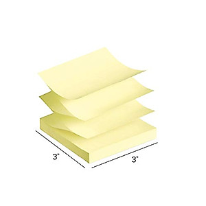 1InTheOffice Yellow Pop Up Sticky Notes 3x3, Fan Folded Self Stick Note, 100 Sheets per pad, (24 Pack)