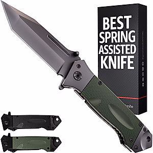 Pocket Knife Spring Assisted Knife - Folding Tactical Knives Japanese Tanto Blade Knives - Ninja Assisted Opening Knife - Best for Camping Hiking EDC Work Knife Birthday Christmas Gifts for Men 6688