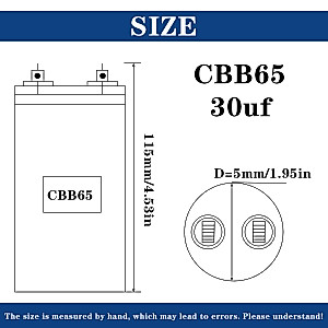 Tnisesm 20uF CBB65 Capacitor MFD 370V 450VAC Motor Running for Air Conditioner 50/60Hz for AC Motor Run or Fan Start and Cool or Heat Pump Air Conditione