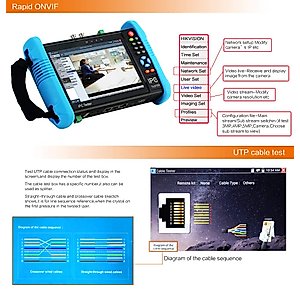Koolertron Upgraded 7 inch IPS Touch Screen H.265 4K IPC-9800 Plus IP Camera Tester CCTV CVBS Analog Tester Built in WiFi with POE/WIFI/8G TF Card/HDMI Output/RJ45 TDR/Dual Window Test/Firmware