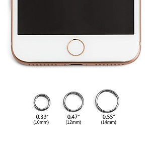 FEGVE Titanium Key Rings Split Rings, Small Keyrings, Jump Rings for Necklaces, Keys, Jewelry Attachment - 15pcs Mix 10/12/14mm (Silver)