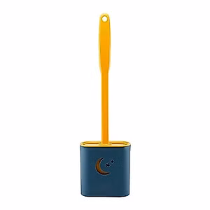 Compact Brush Toilet Brush Silicone Brush Head Toilet Cleaner Brush Home Bathroom Toilet Bowl Brush and Holder Set